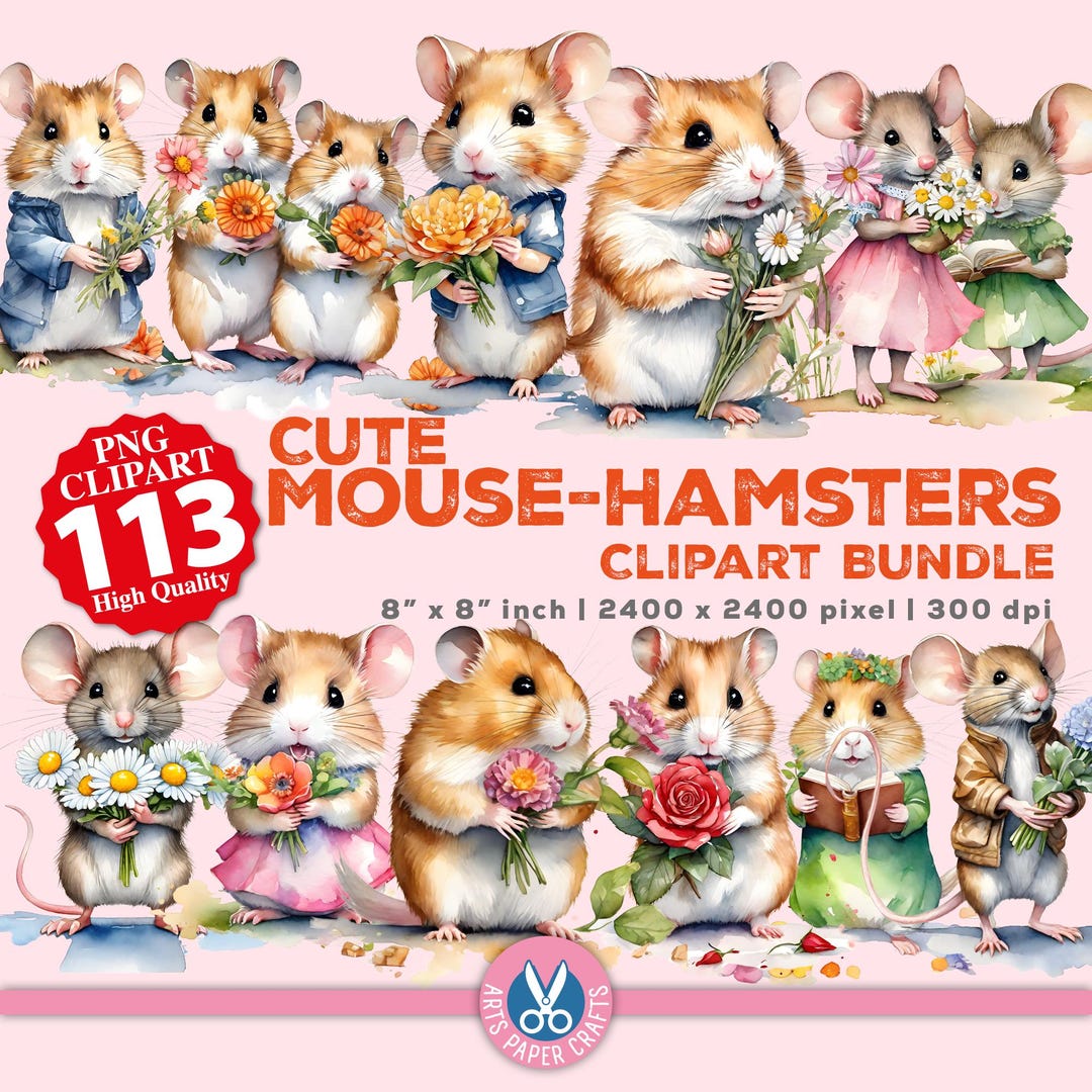 113 Hamsters and Mouse PNG Clipart Set Cute Hamsters Mouse Clipart ...
