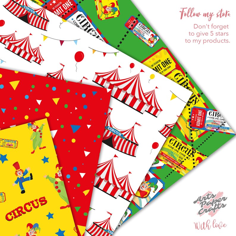 Circus Digital Papers Set Circus Tent Background Circus Seamless ...