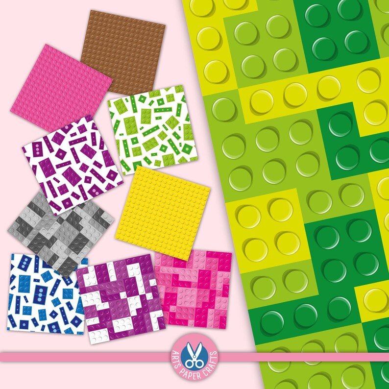 Building Blocks Digital Papers Set - Blocks Background - Building ...