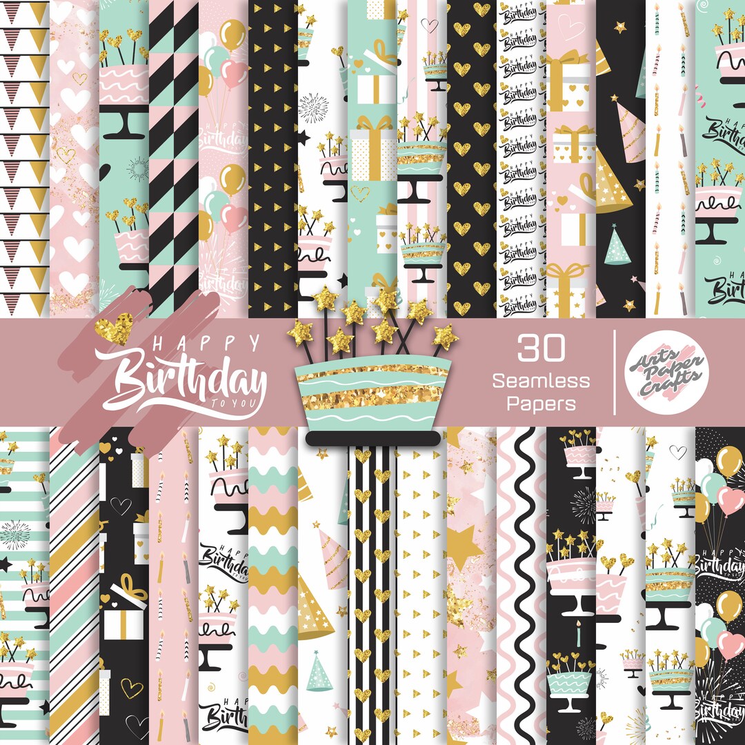 Happy Birthday Seamless Digital Paper Sets Happy Birthday Theme Party ...