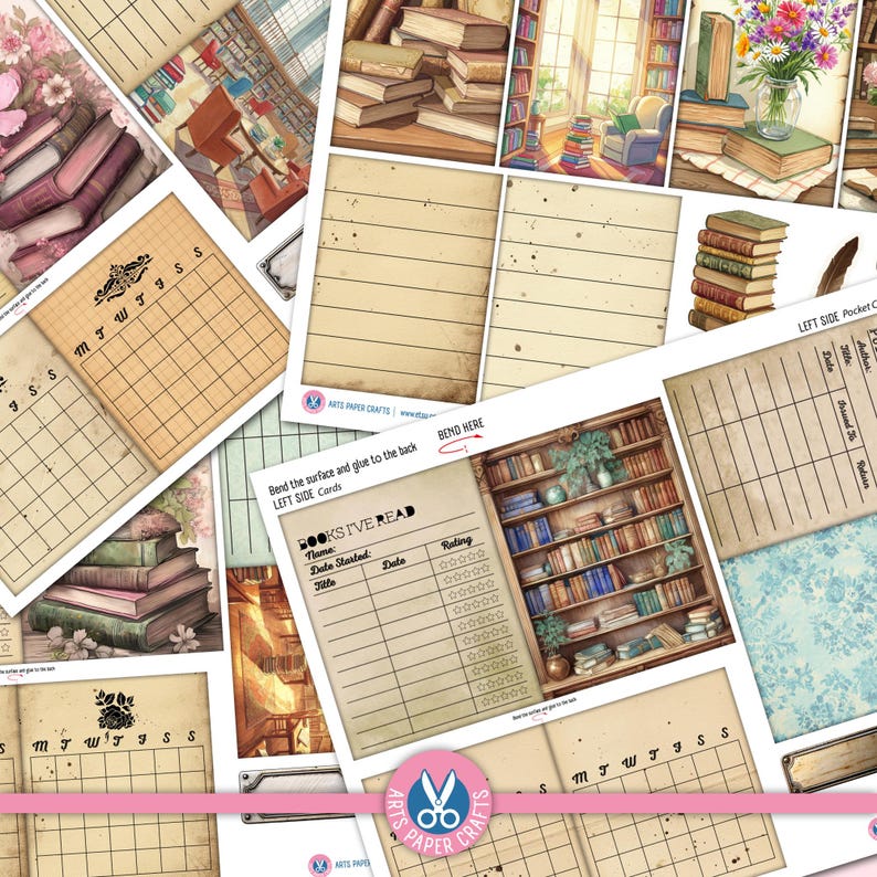 Junk Journal, Library Card Pockets, Tab Folder, Shabby Library Card ...