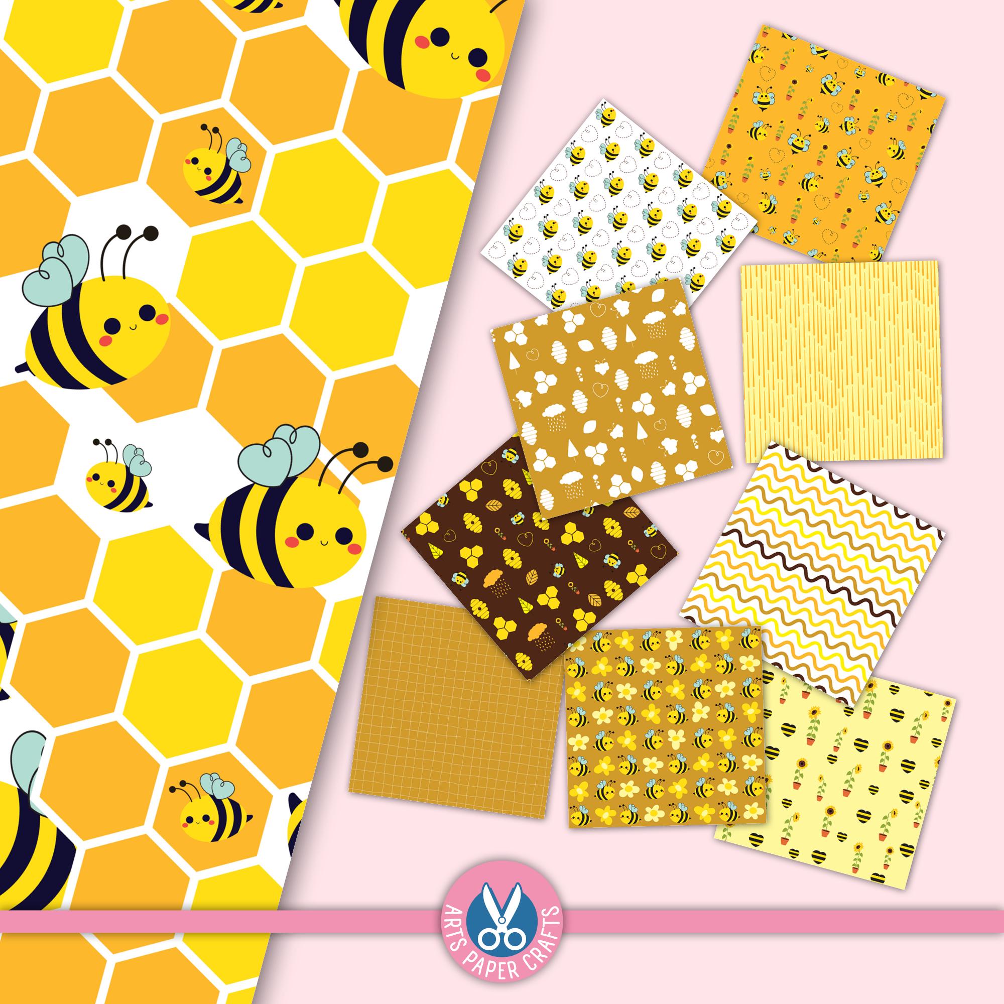 Honey Bee Digital Papers Set - Bees Background - Honey Bee Seamless ...