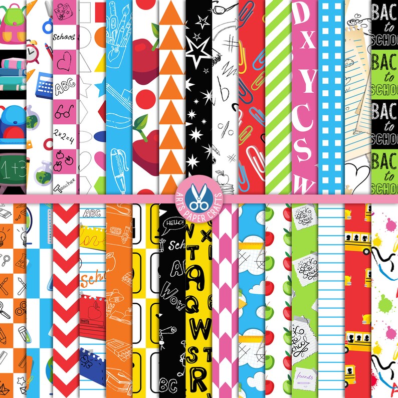 Back to School Seamless Digital Paper - Back to School Background ...