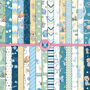 Baby Boy Seamless Digital Paper Little Baby Boy Backgrounds Baby Boy ...