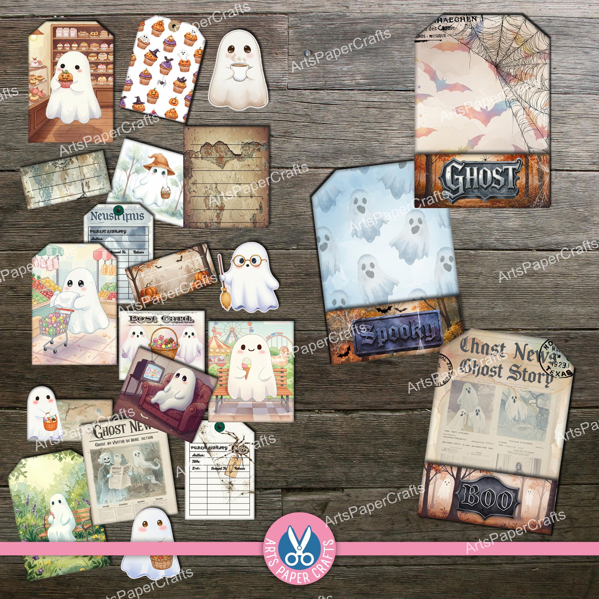 Ghost Card Pockets, Loaded Tags, Halloween Junk Journal Kit, Ideas ...