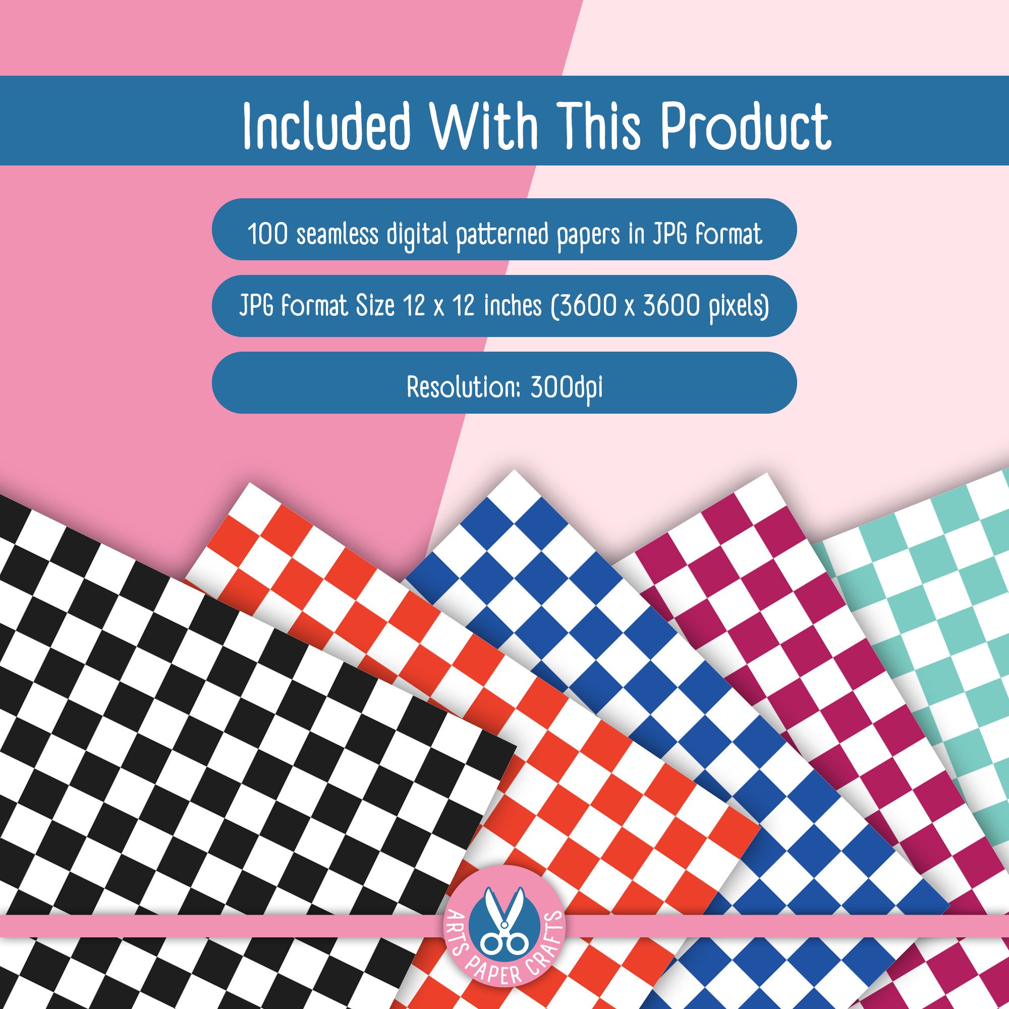 100 Checkerboard Digital Papers - Checkered Background - Checkered ...