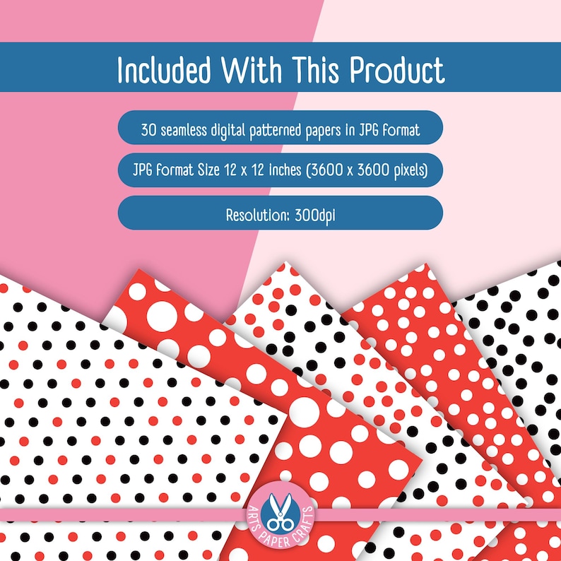 Red & Black Polka Dots Digital Papers - Polka Dot Background - Polka ...