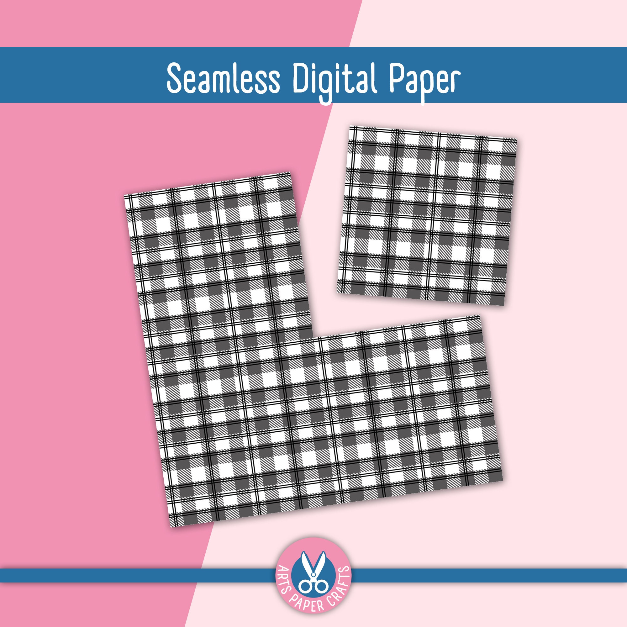 Gingham Plaid Digital Papers - Gingham Plaid Background - Black Gingham ...