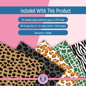 Animal Skin Digital Papers Set Safari Background Animal Print Seamless ...