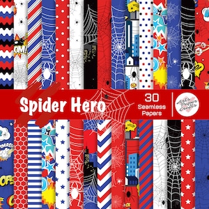 Spider Hero Digital Papers Set Spider Hero Background Spider Seamless ...