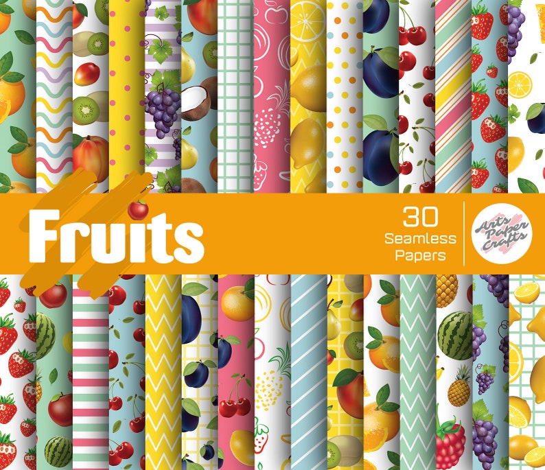 Fruits Seamless Digital Paper Fruits Summer Background - Etsy