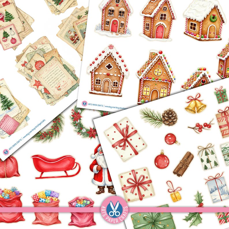 Christmas Fussy Cut, Christmas Junk Journal Kit, Vintage, Printable ...