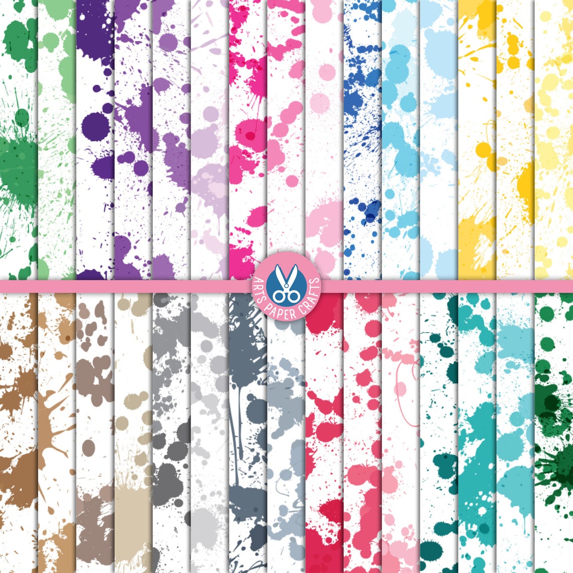 30 Paint Splatter Digital Papers - Splatter Seamless Pattern - Splash ...