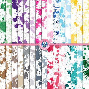 30 Paint Splatter Digital Papers - Splatter Seamless Pattern - Splash ...