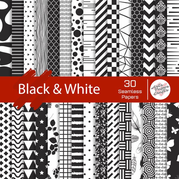Digital Paper Black and White - Etsy