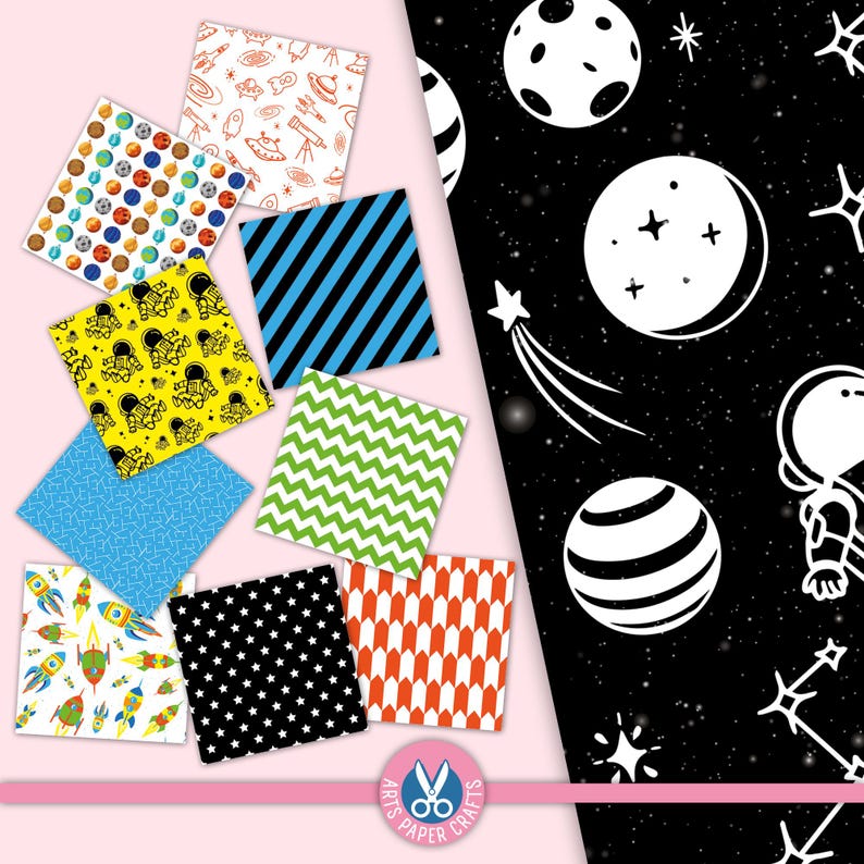 Space Seamless Digital Paper - Space Planet Background - Space ...