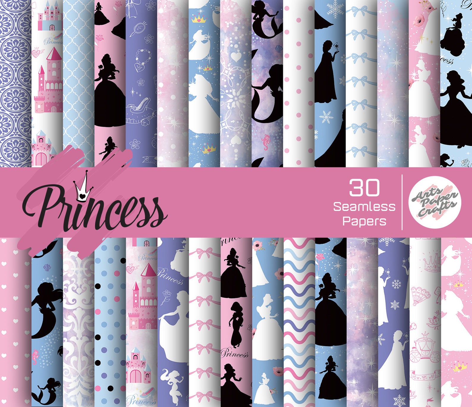Princess Seamless Digital Paper Princess Pattern Background - Etsy