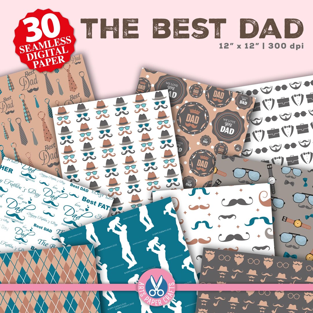 Father Day Digital Papers - the Best Dad Background - Father Seamless ...