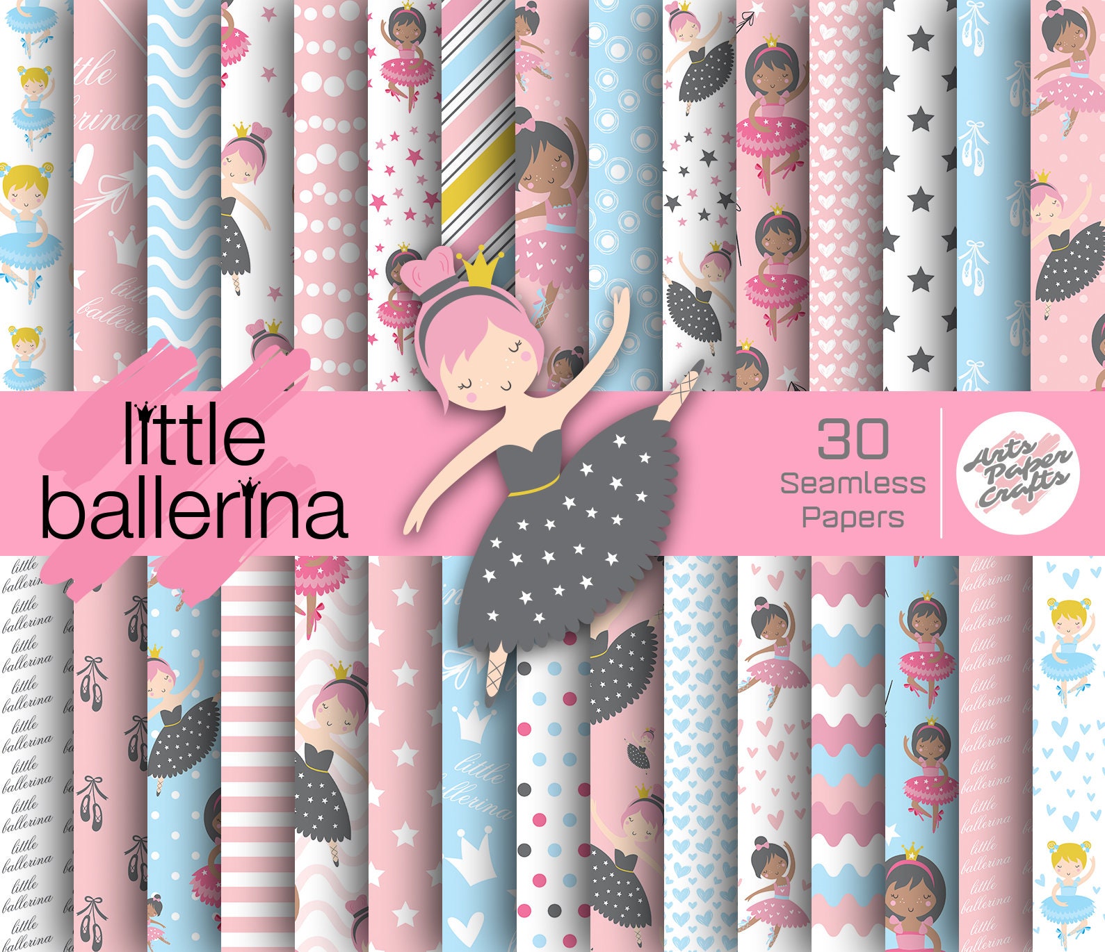 Little Ballerina Seamless Digital Paper Little Ballerina Background ...