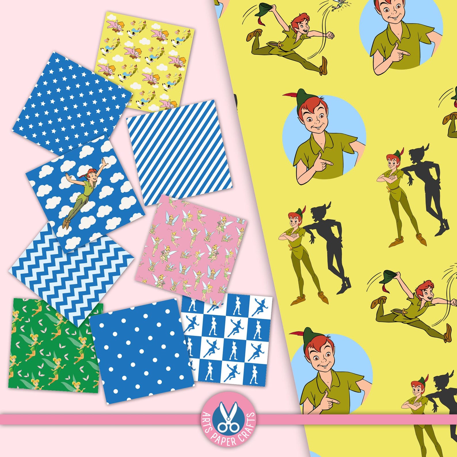 Peter Pan Digital Papers, Tinker Bell Theme Party, Never Land ...