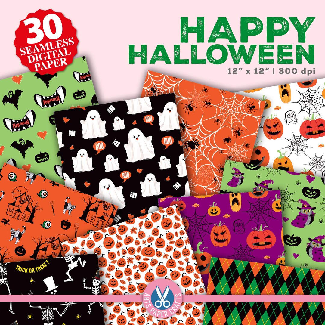 Spooky Fun 30 Halloween Digital Papers Instant Download Art Pumpkin ...