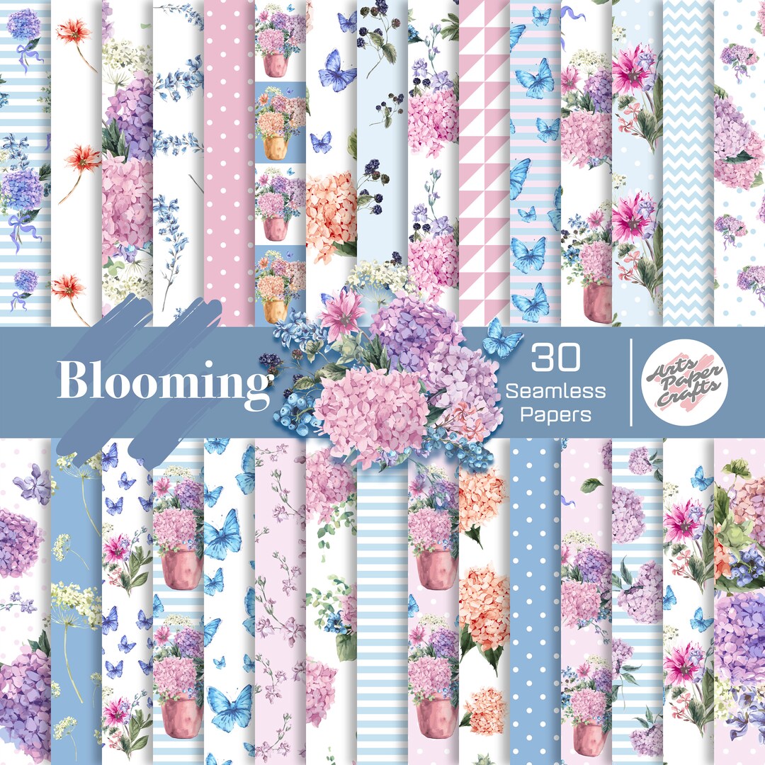Blooming Digital Paper Sets Flower Theme Party Floral Background ...