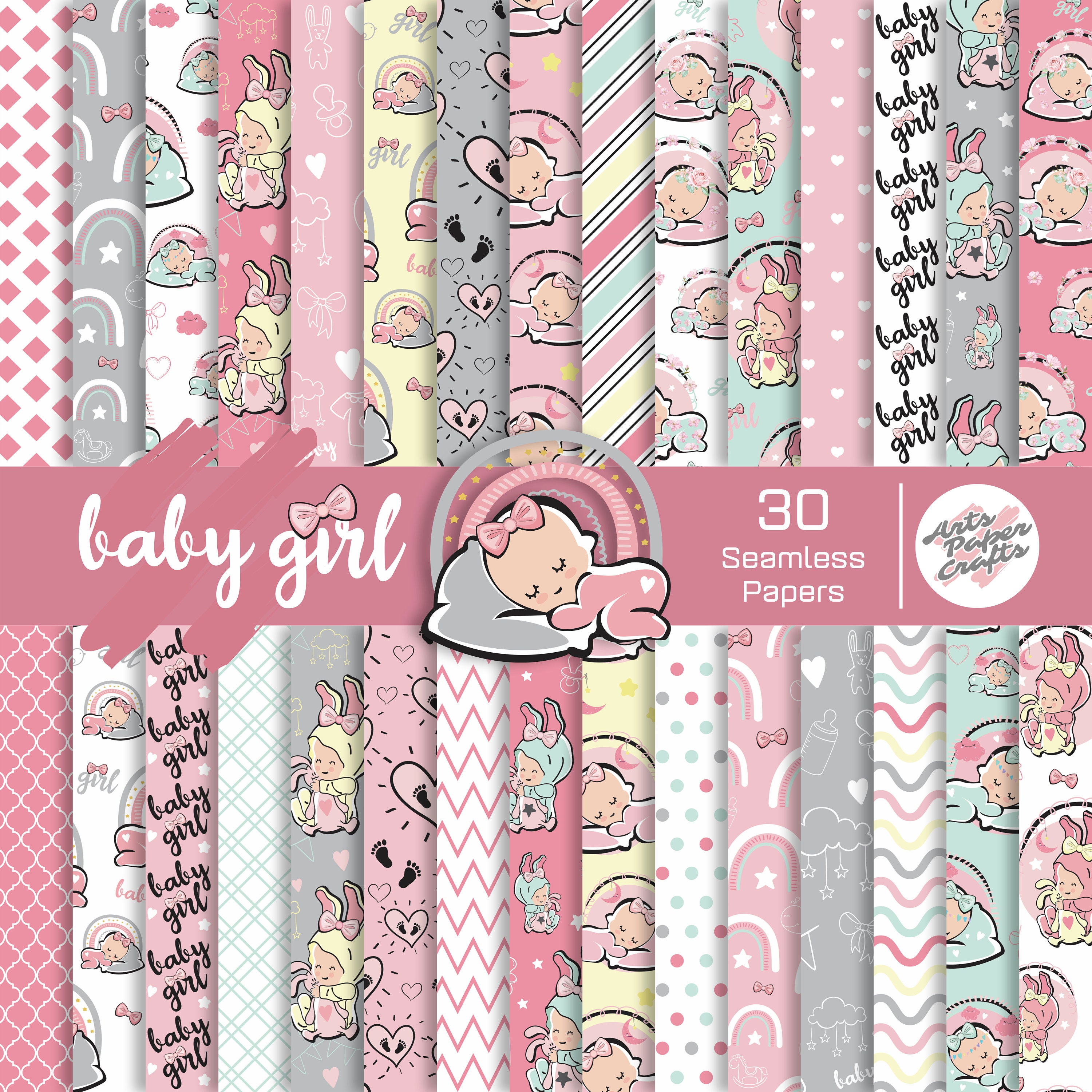 Baby Girl Seamless Digital Paper Little Baby Girl Pattern Background ...