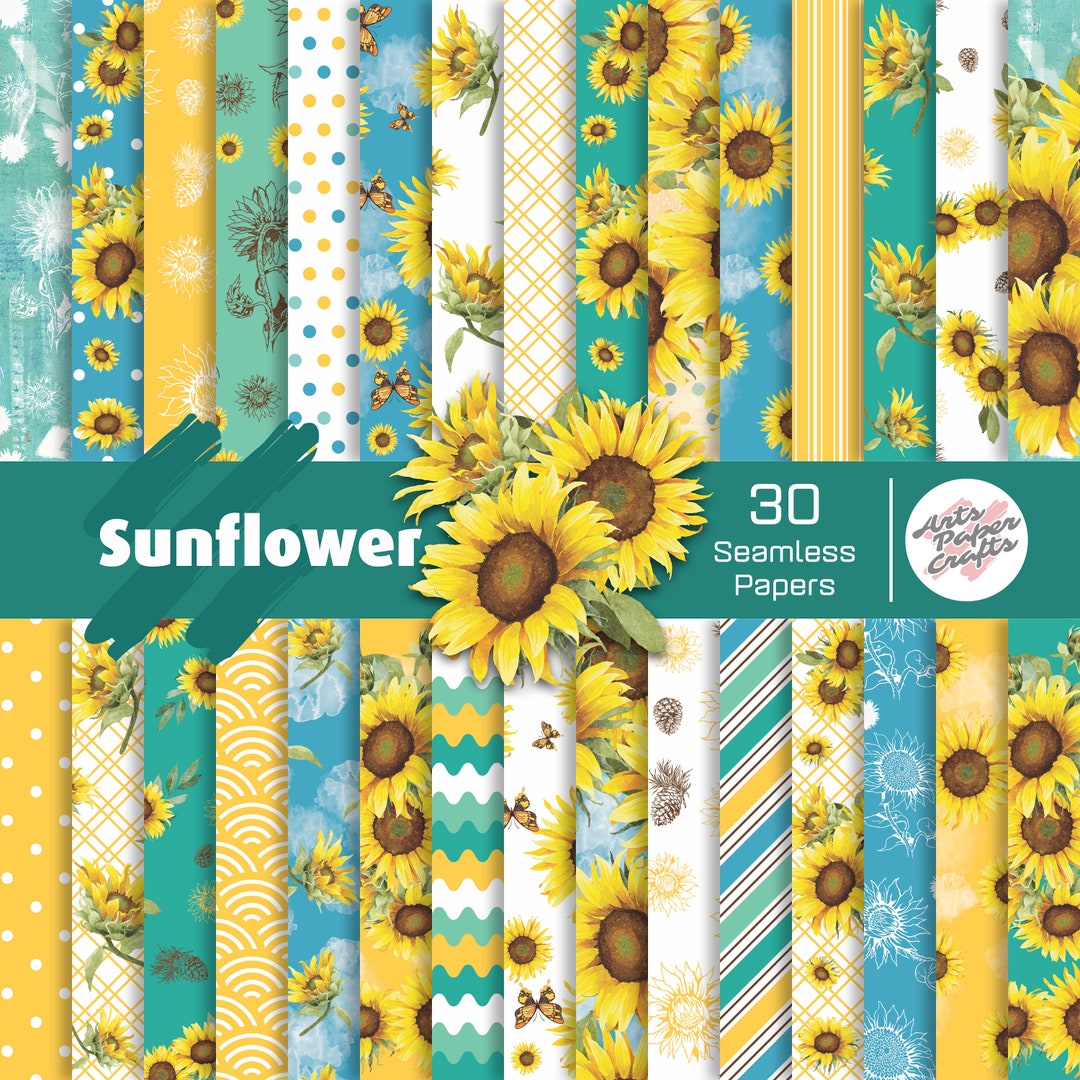 Sunflower Seamless Digital Paper Sunflower Pattern Background Sunflower ...