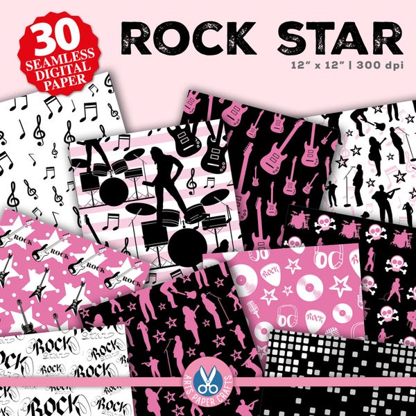 Rock and Roll Digital Papers - Etsy