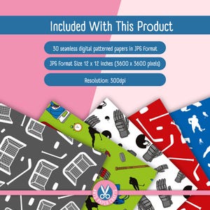 Hockey Digital Papers Set - Hockey Background - Hockey Seamless Pattern ...
