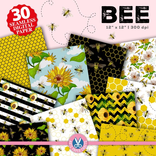 Bee Digital Paper - Etsy