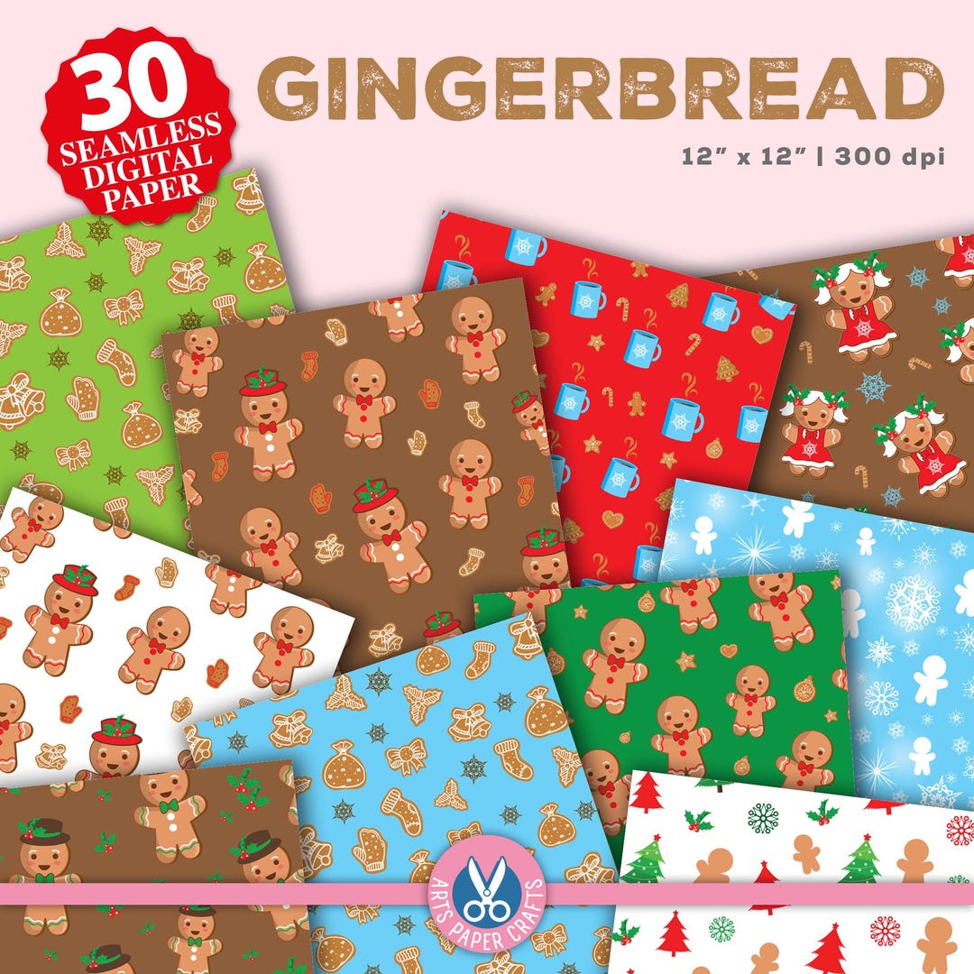 Gingerbread Digital Papers, Gingerbread Background, Seamless Pattern ...