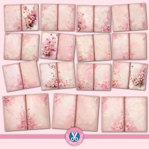Pink Pages for Scrapbook and Junk Journal - Watercolor Paper - Vintage ...