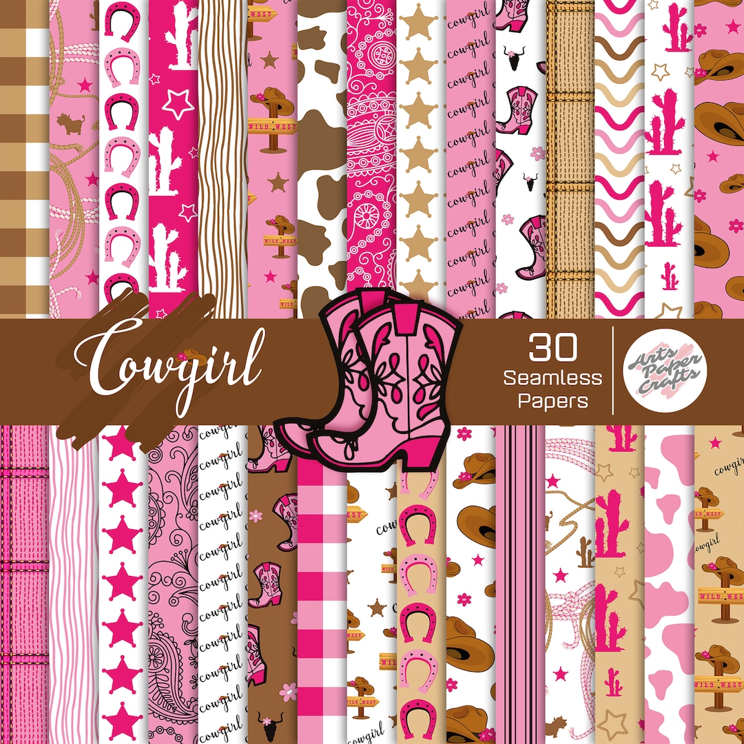 Cowgirl Digital Papers Set Cowgirl Background Cowgirl Seamless Pattern ...