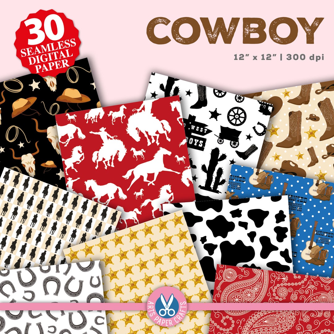 Cowboys Western Seamless Digital Paper Western Background Wild West ...