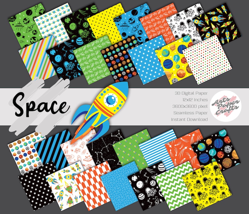 Space Seamless Digital Paper Space Planet Background Space - Etsy