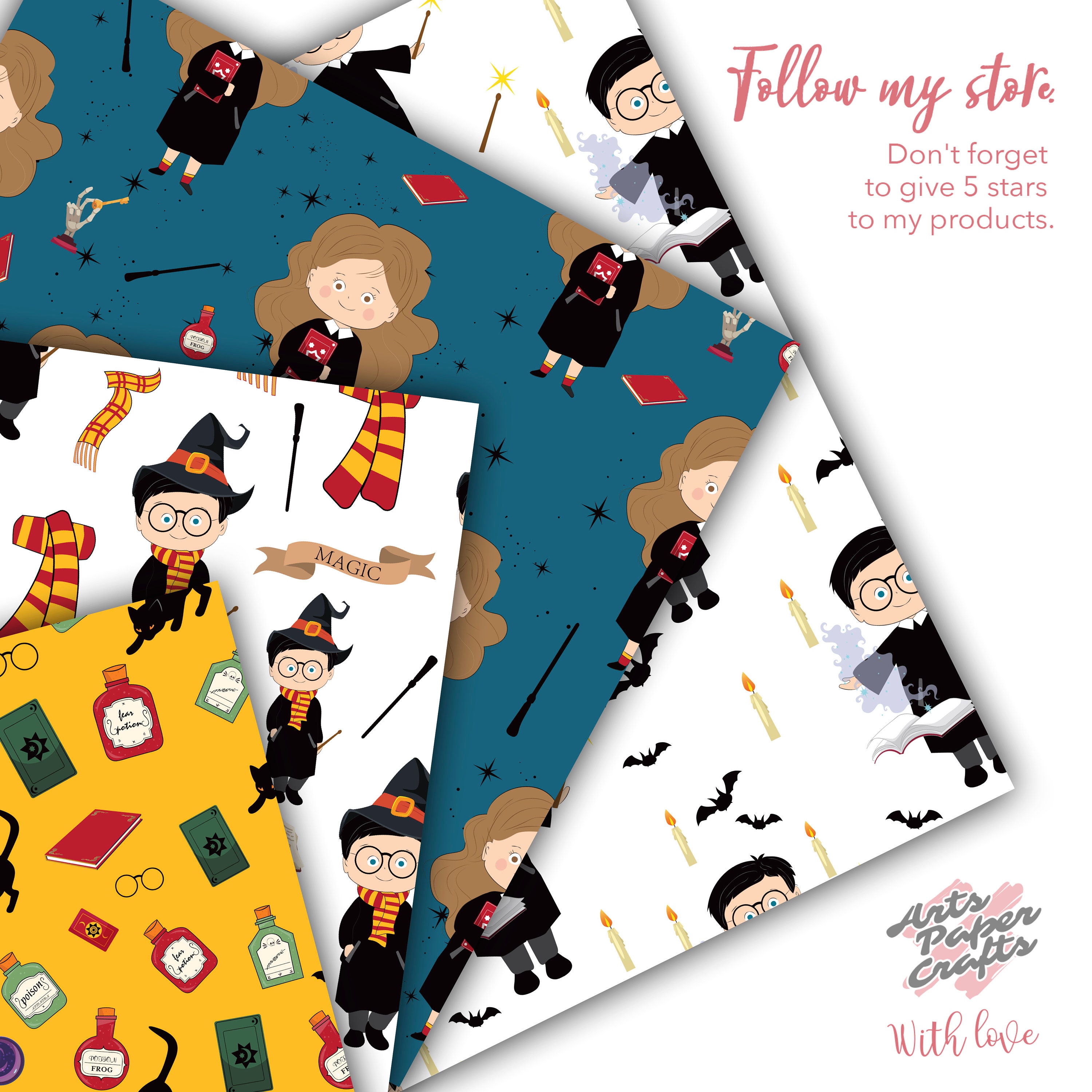 Wizard Magic School Digital Papers Set Wizard Background Wizard ...