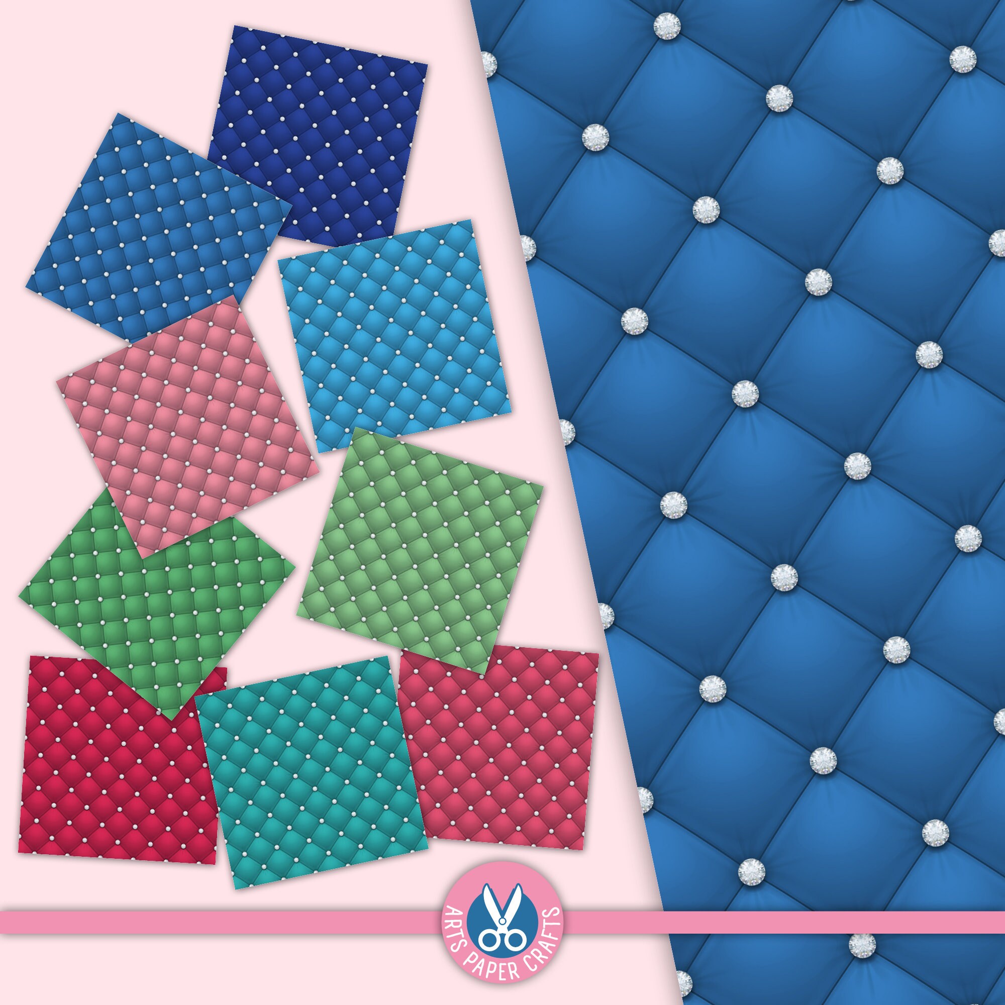 100 Seamless Diamond Upholstery, Digital Papers Set, Tufted Leather ...