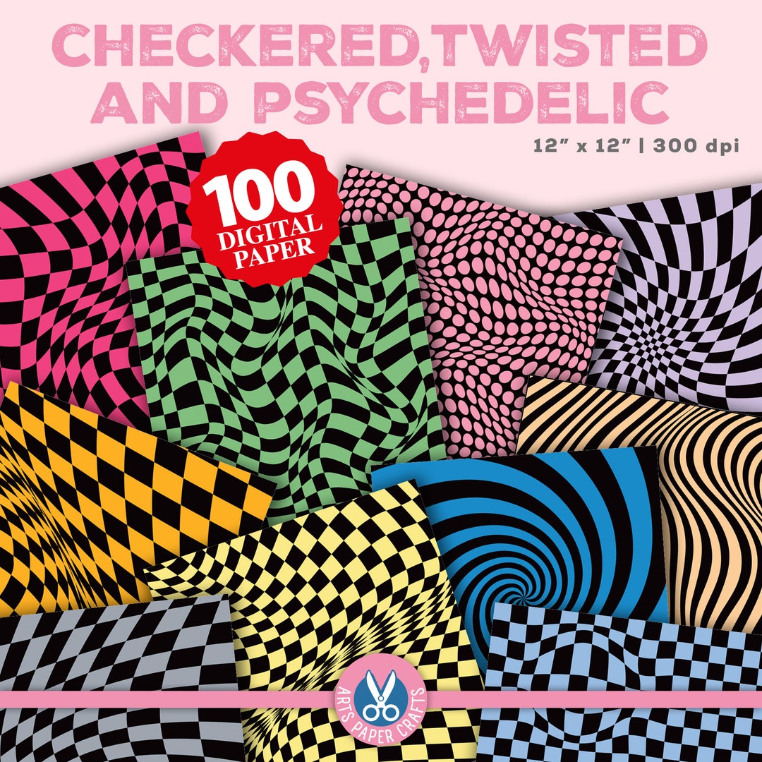 100 Checkered, Twisted & Psychedelic Digital Papers - Twisted ...