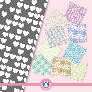 100 Colors Heart Digital Papers Set Hearts Background Love Seamless ...