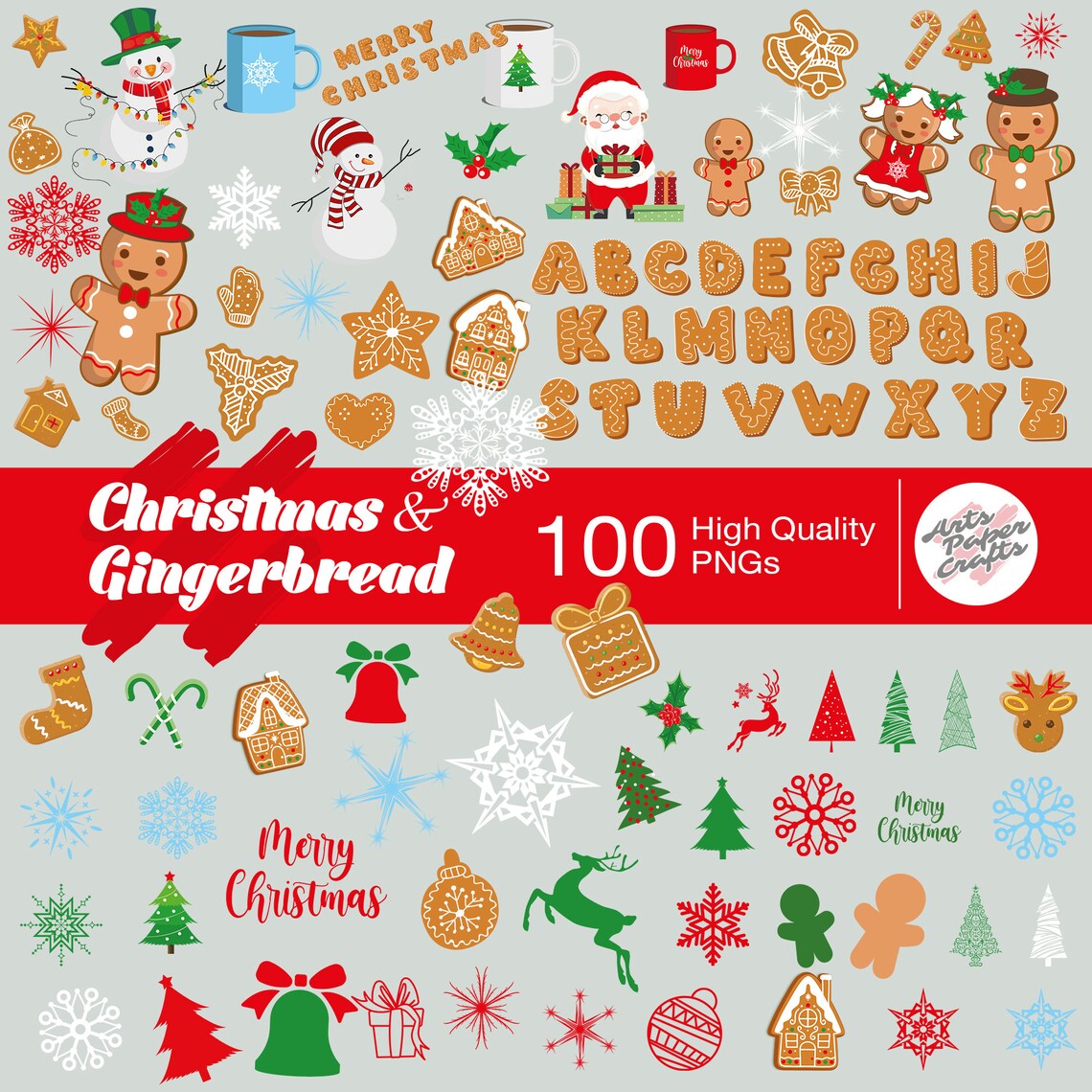 100 Christmas Clipart Set Christmas Clipart Gingerbread - Etsy