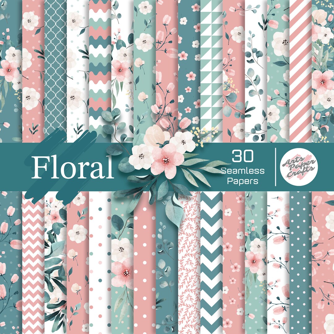 Flowers Digital Paper Sets Watercolor Flower Background Floral ...