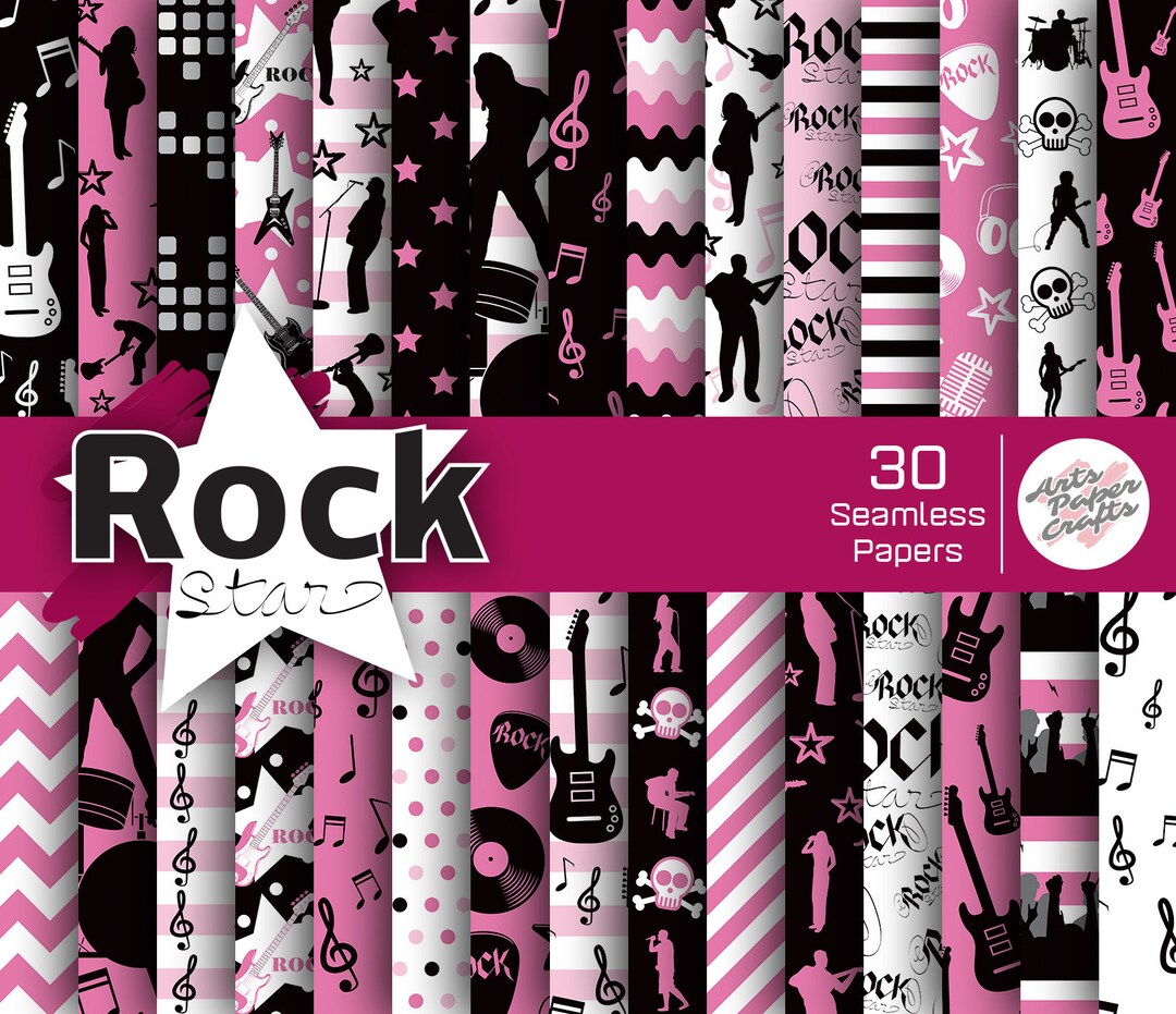 Rock Star Seamless Digital Paper Rock Star Guitar Background Rock Star ...