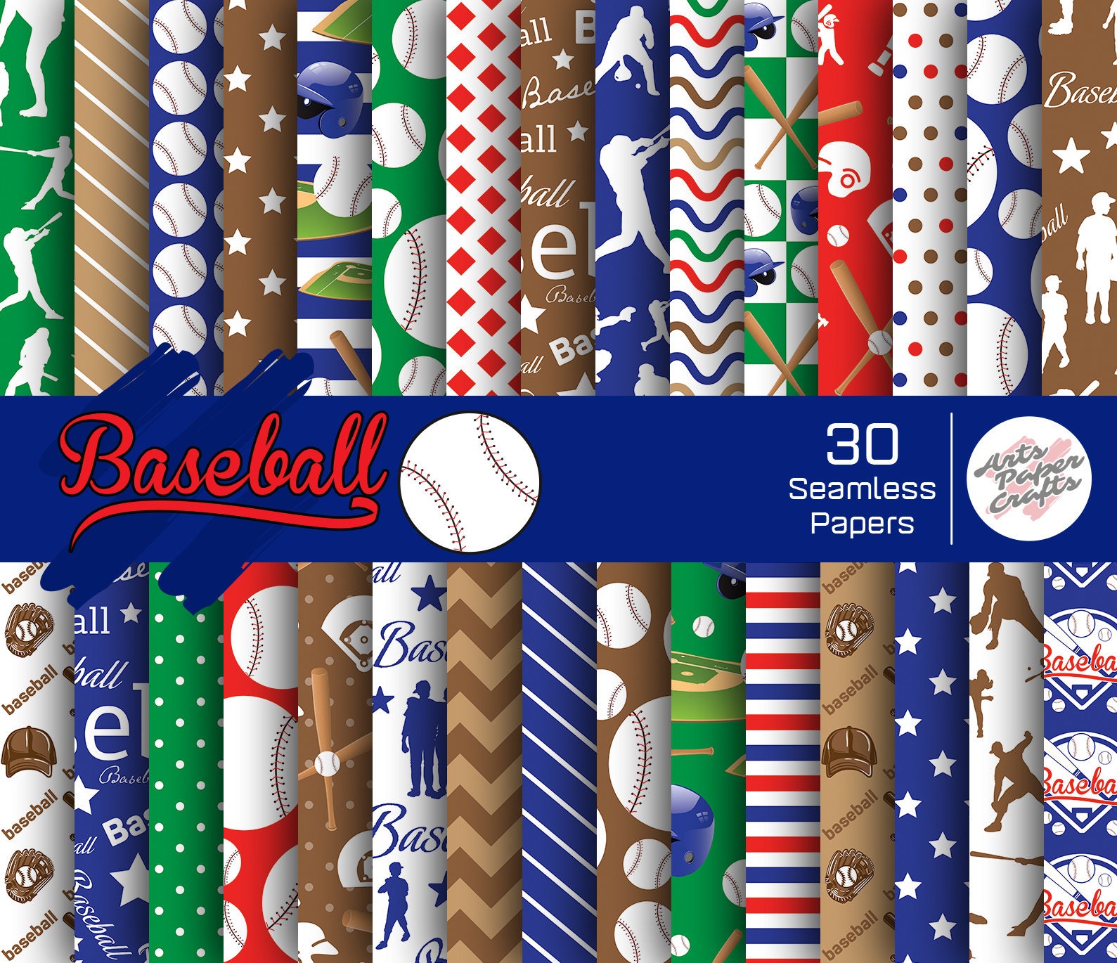 Baseball Seamless Digital Paper Baseball Sport Background - Etsy