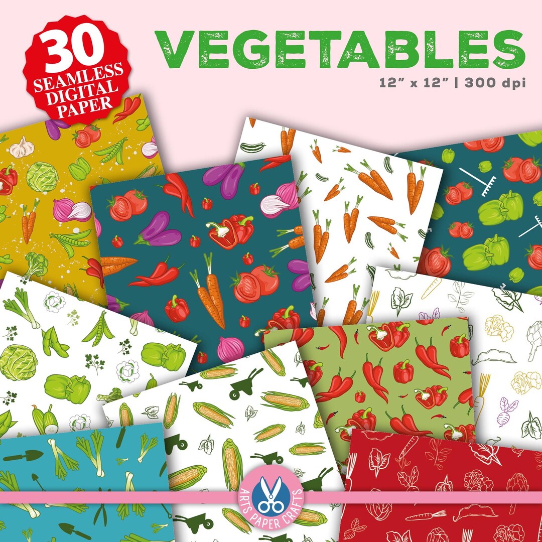 Vegetables Seamless Digital Papers - Vegetables Background - Vegetables ...
