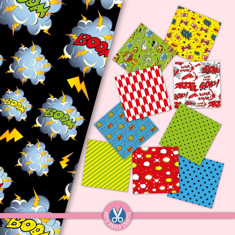 Super Hero Digital Papers - Comics Theme Party - Hero Comics Background ...