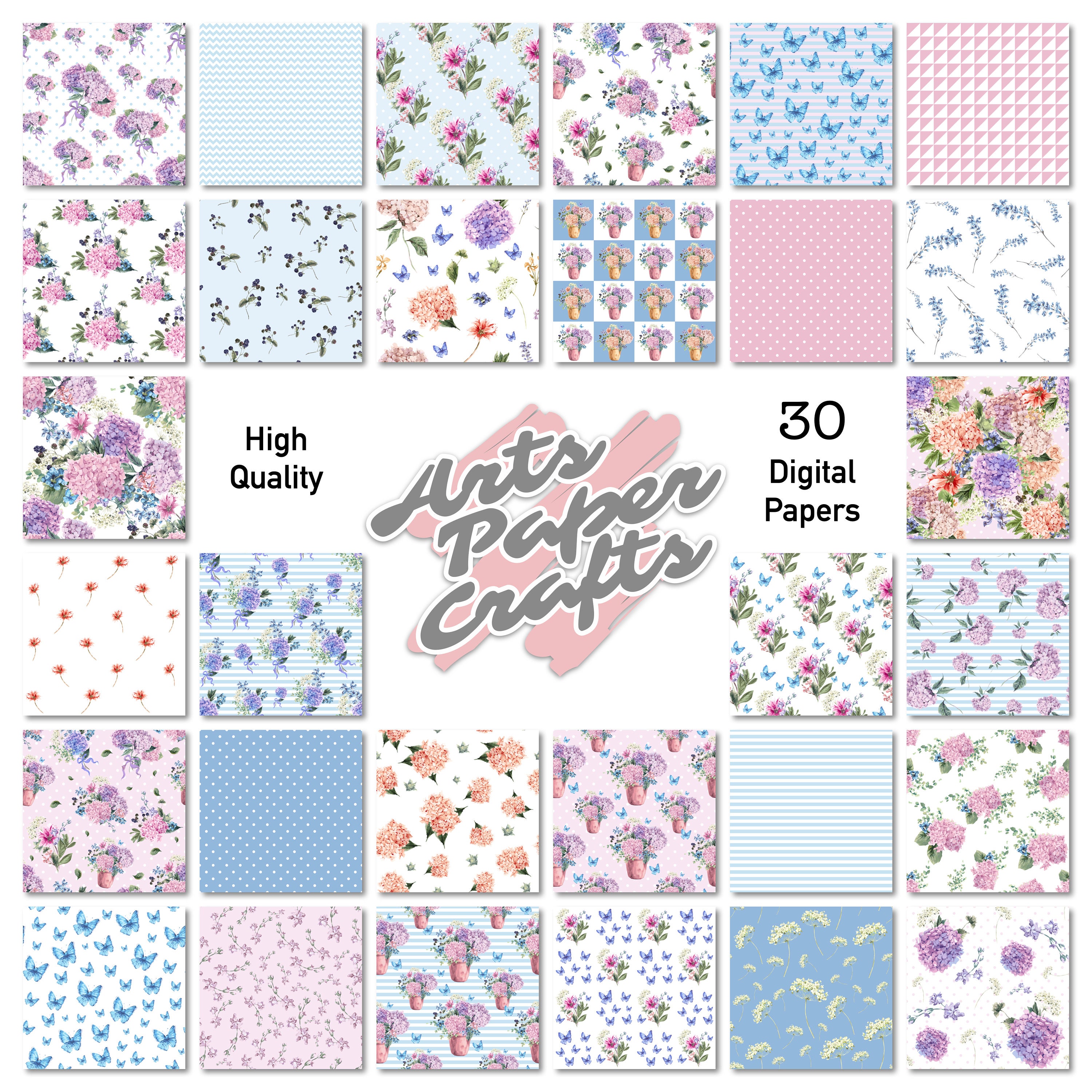Blooming Digital Paper Sets Flower Theme Party Floral Background ...