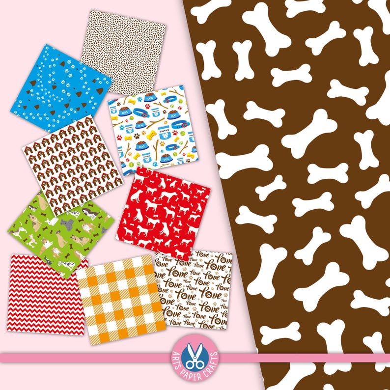 Dogs Digital Paper, Dogs Background, Dogs Scrapbook Papers, Dogs Party ...
