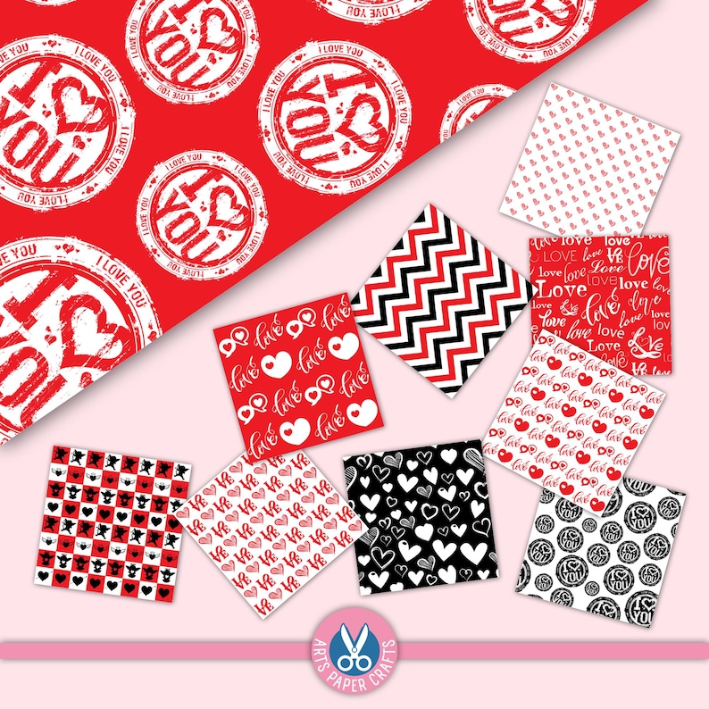 Love Seamless Digital Paper, Love Valentines Hearts Background, Love ...