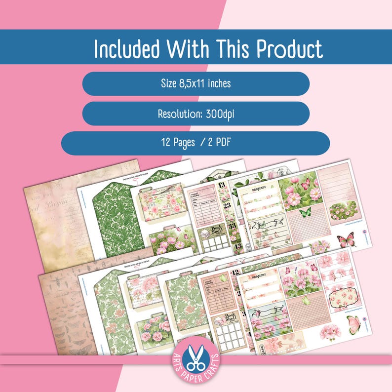 Vintage Butterflies Tab Folders, Pocket Tags, Shabby Script, Junk ...